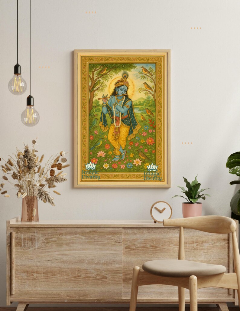 Lord Krishna Digital Wall Art | Traditional Hindu Poster | Vedic Decor ...