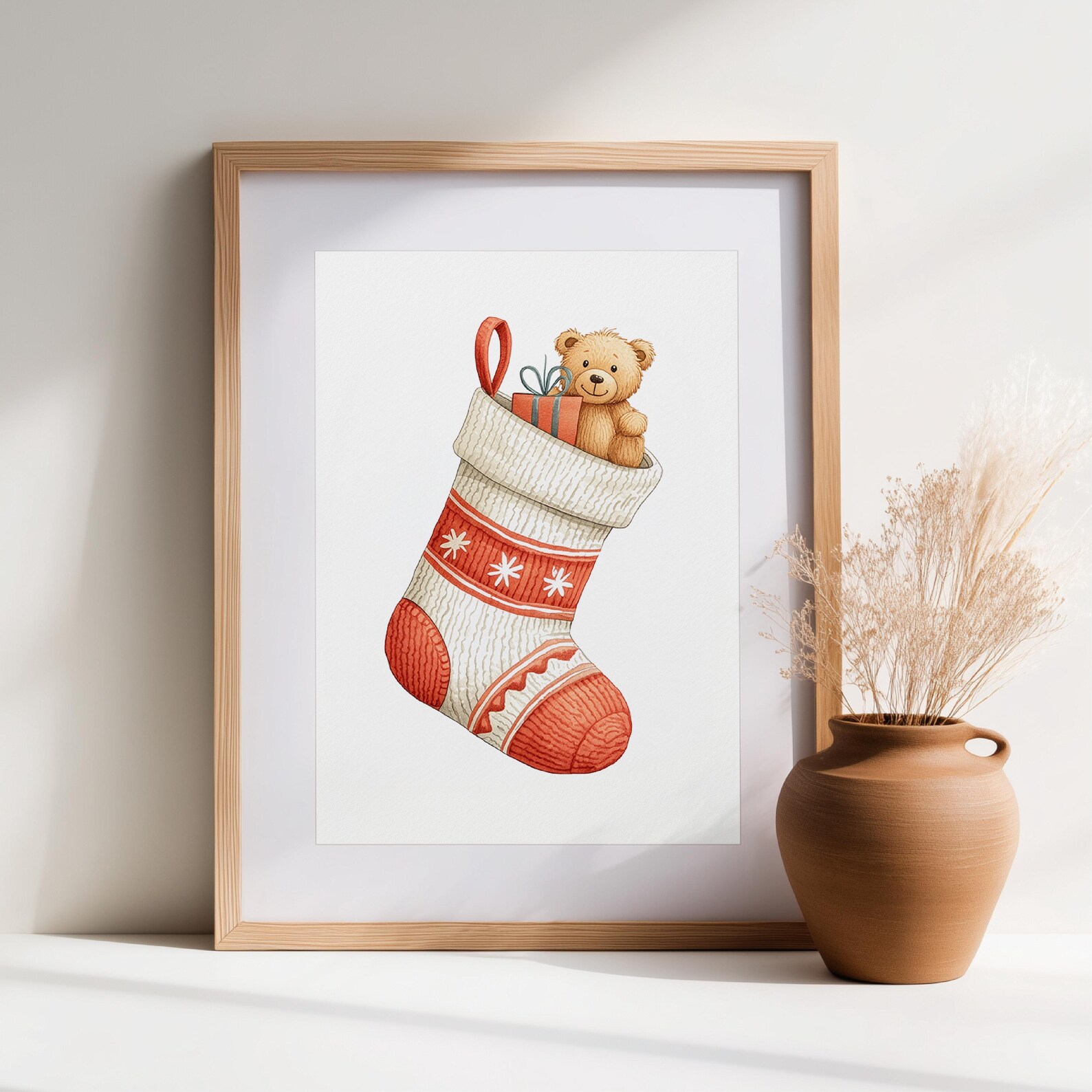 Cozy Christmas Stockings 15 PNG Watercolor Clipart, Teddy Bear ...