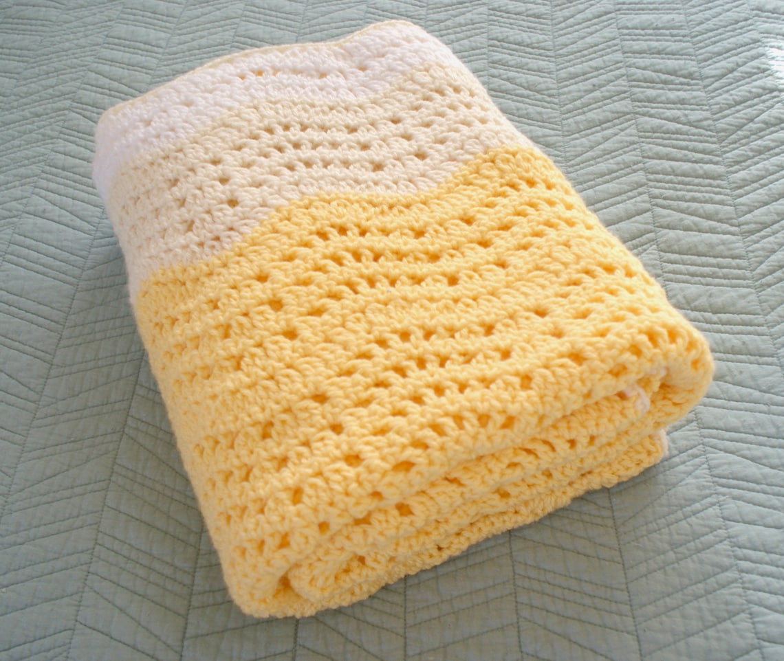 Lacy Yellow Crochet Afghan Handmade Throw Soft Blanket - Etsy