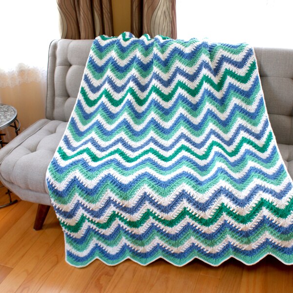 Blue Ripple Afghan - Etsy