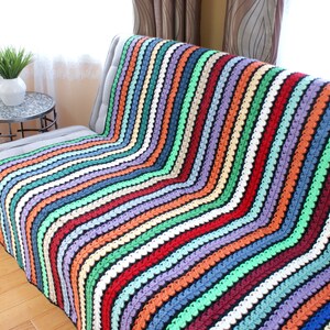 Colorful Afghan Multi Colors Handmade Throw Big Crochet - Etsy Canada
