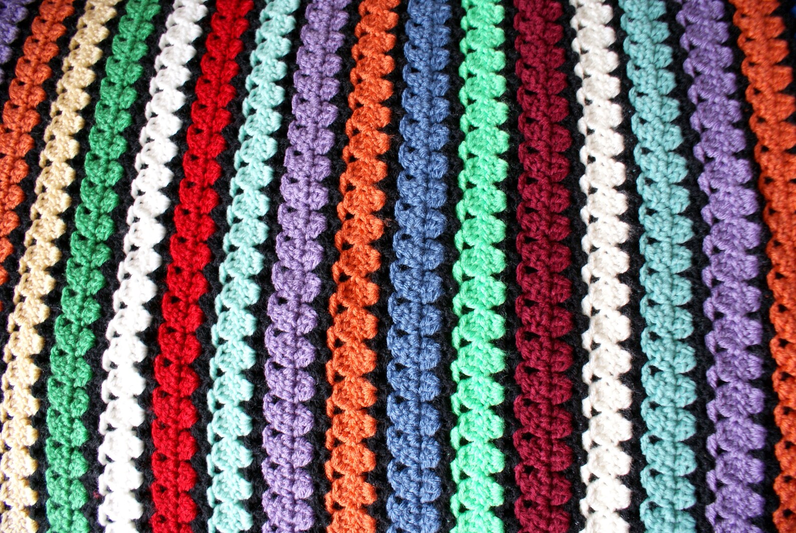 Colorful Afghan, Multi Colors, Handmade Throw, Big Crochet Blanket ...