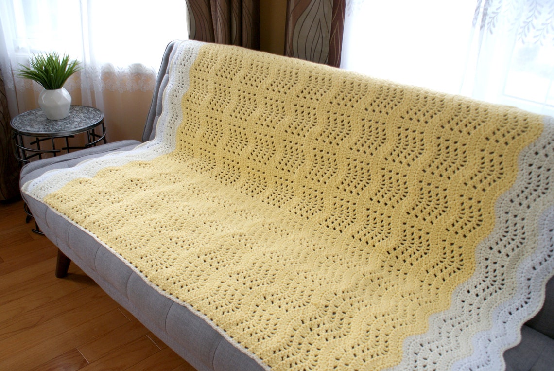 Lacy Yellow Crochet Afghan Handmade Throw Soft Blanket - Etsy