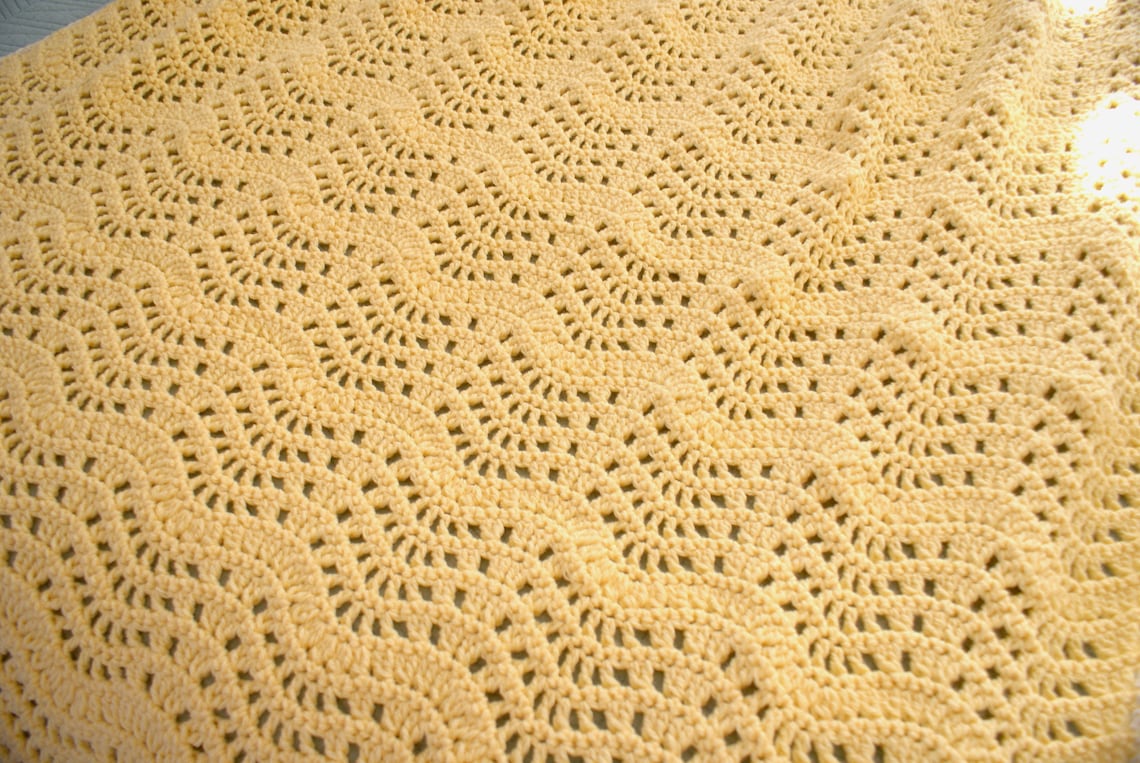 Lacy Yellow Crochet Afghan Handmade Throw Soft Blanket - Etsy
