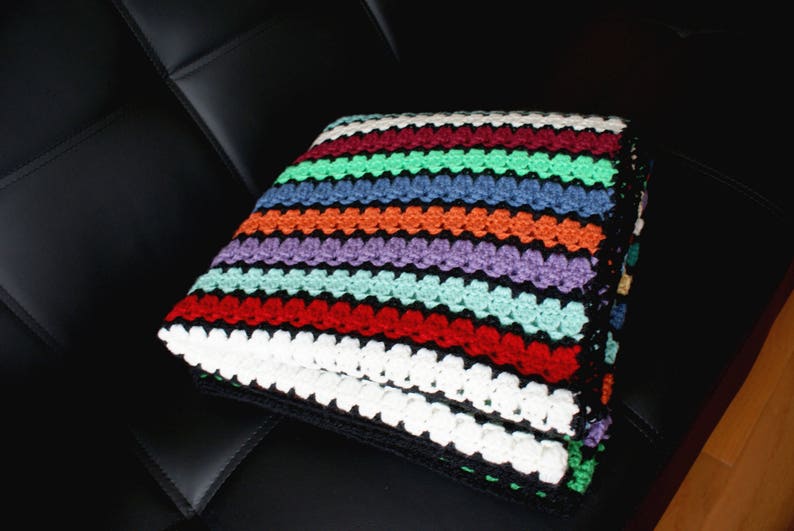 Colorful Afghan Multi Colors Handmade Throw Big Crochet - Etsy