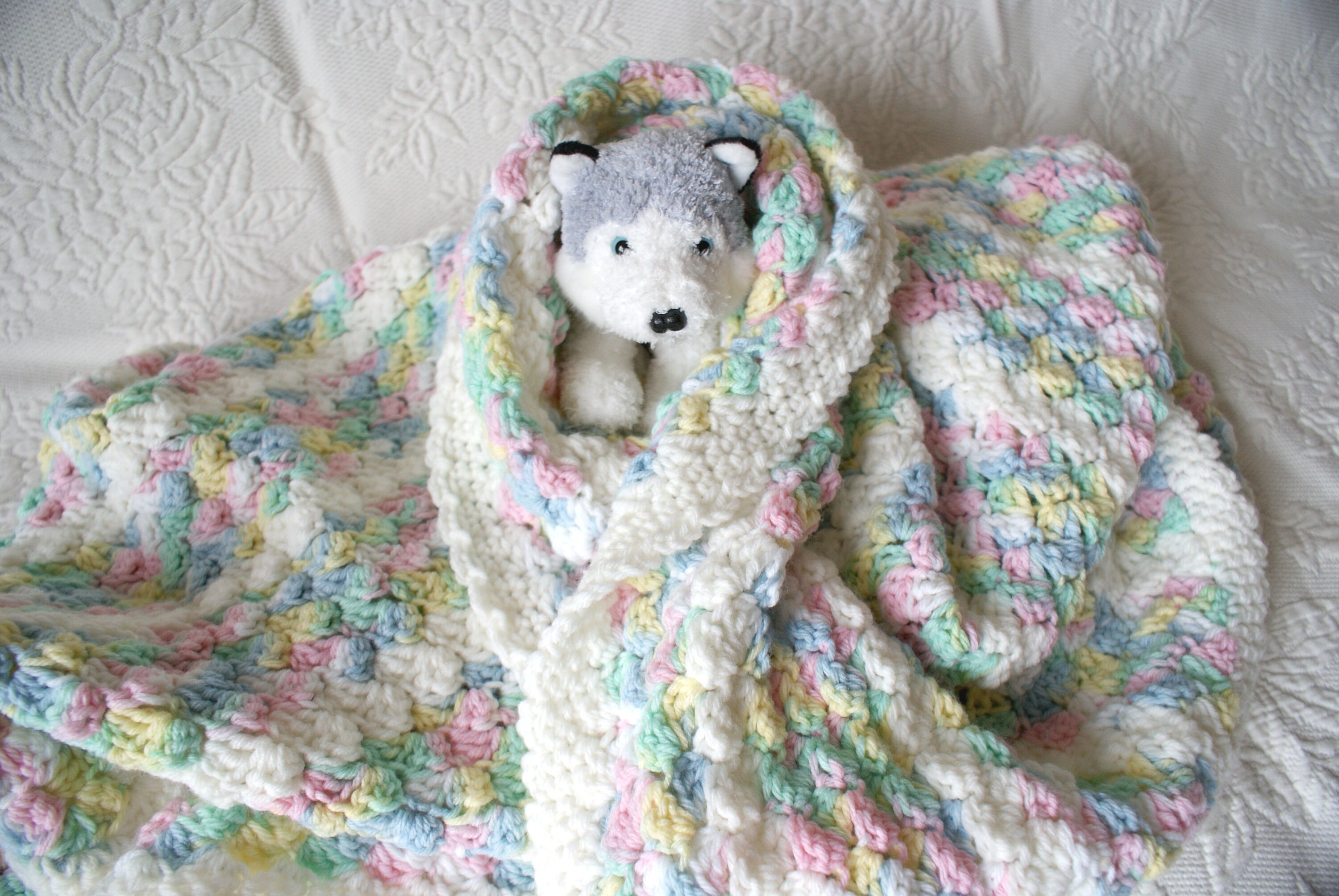 Playful Colors Baby Blanket, Crochet Throw, Handmade, Nursery, Gift ...