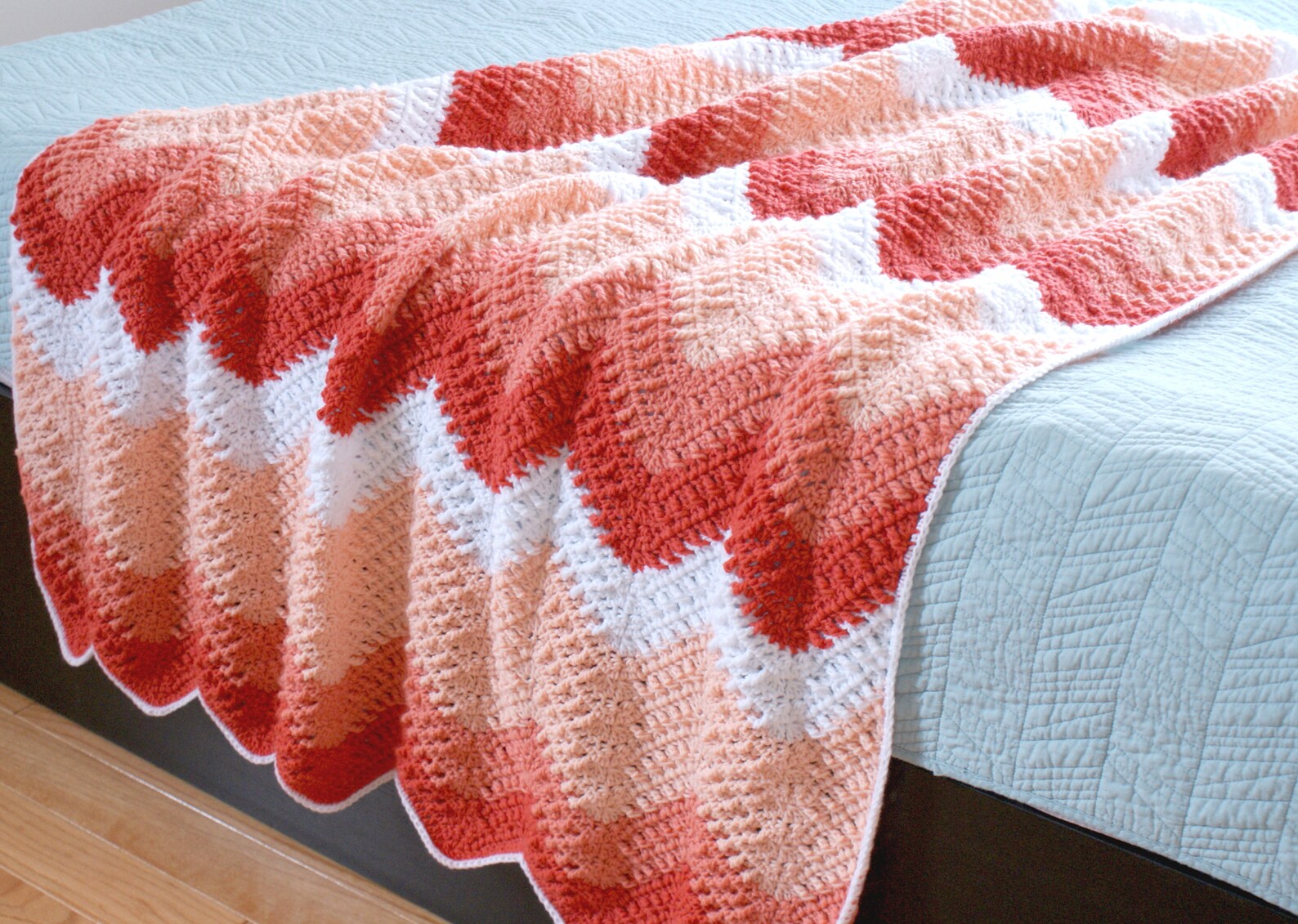 Peach Chevron Multi Color Crochet Handmade Throw White Pink - Etsy Canada
