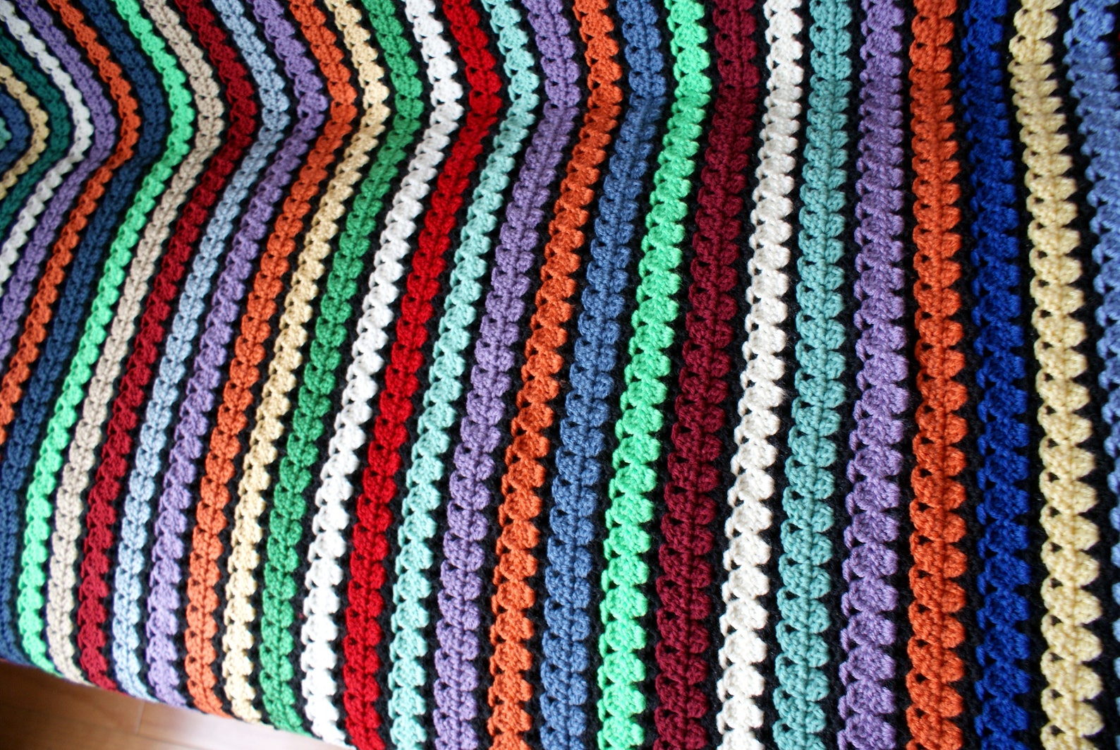 Colorful Afghan, Multi Colors, Handmade Throw, Big Crochet Blanket ...