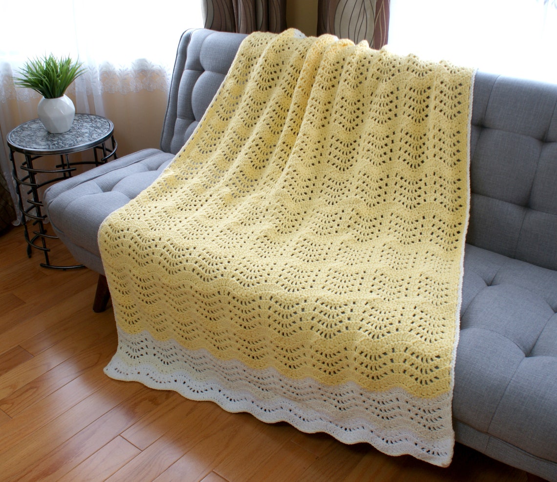 Lacy Yellow Crochet Afghan Handmade Throw Soft Blanket - Etsy