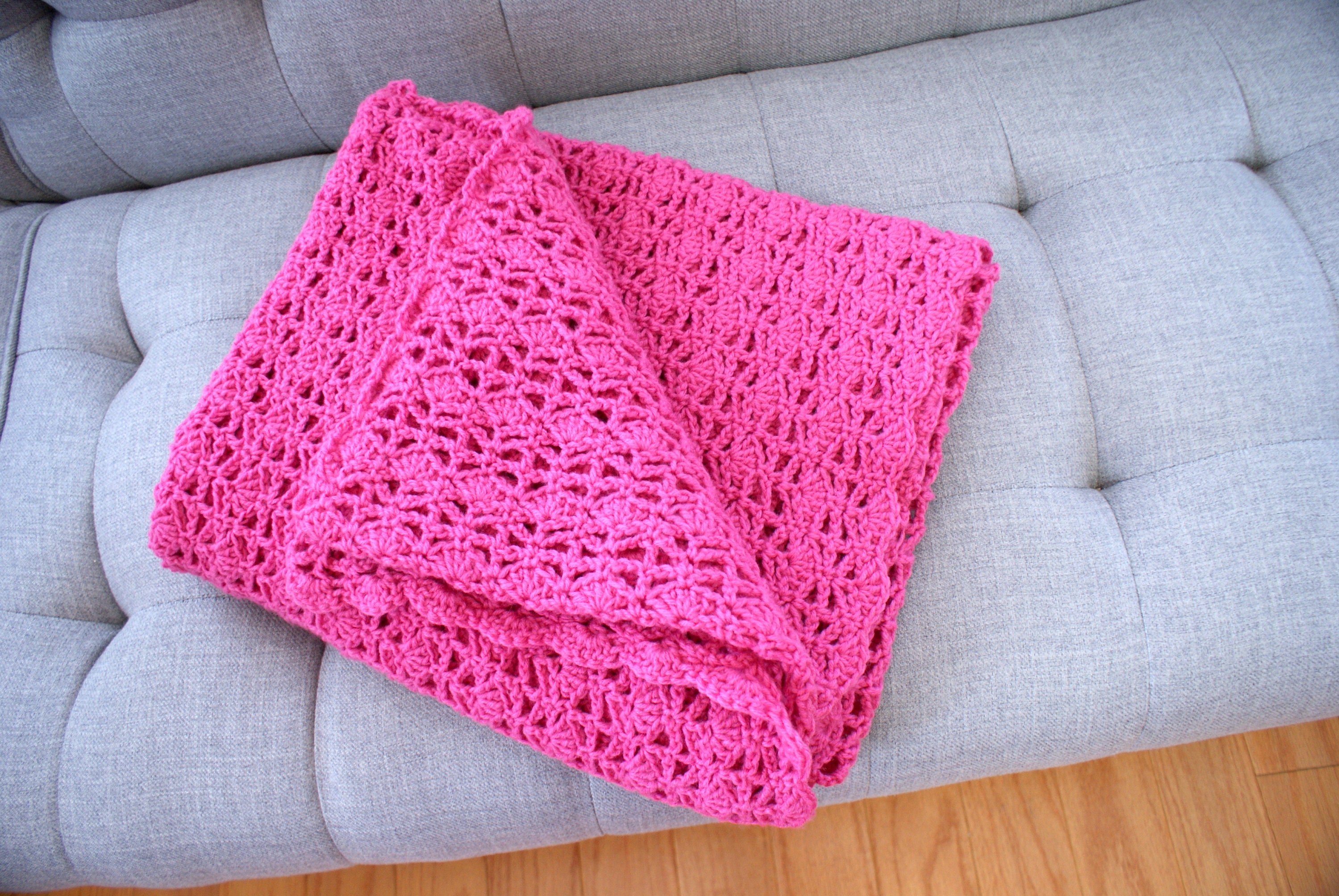 Raspberry Lacy Crochet Afghan Handmade Throw Pink Blanket - Etsy