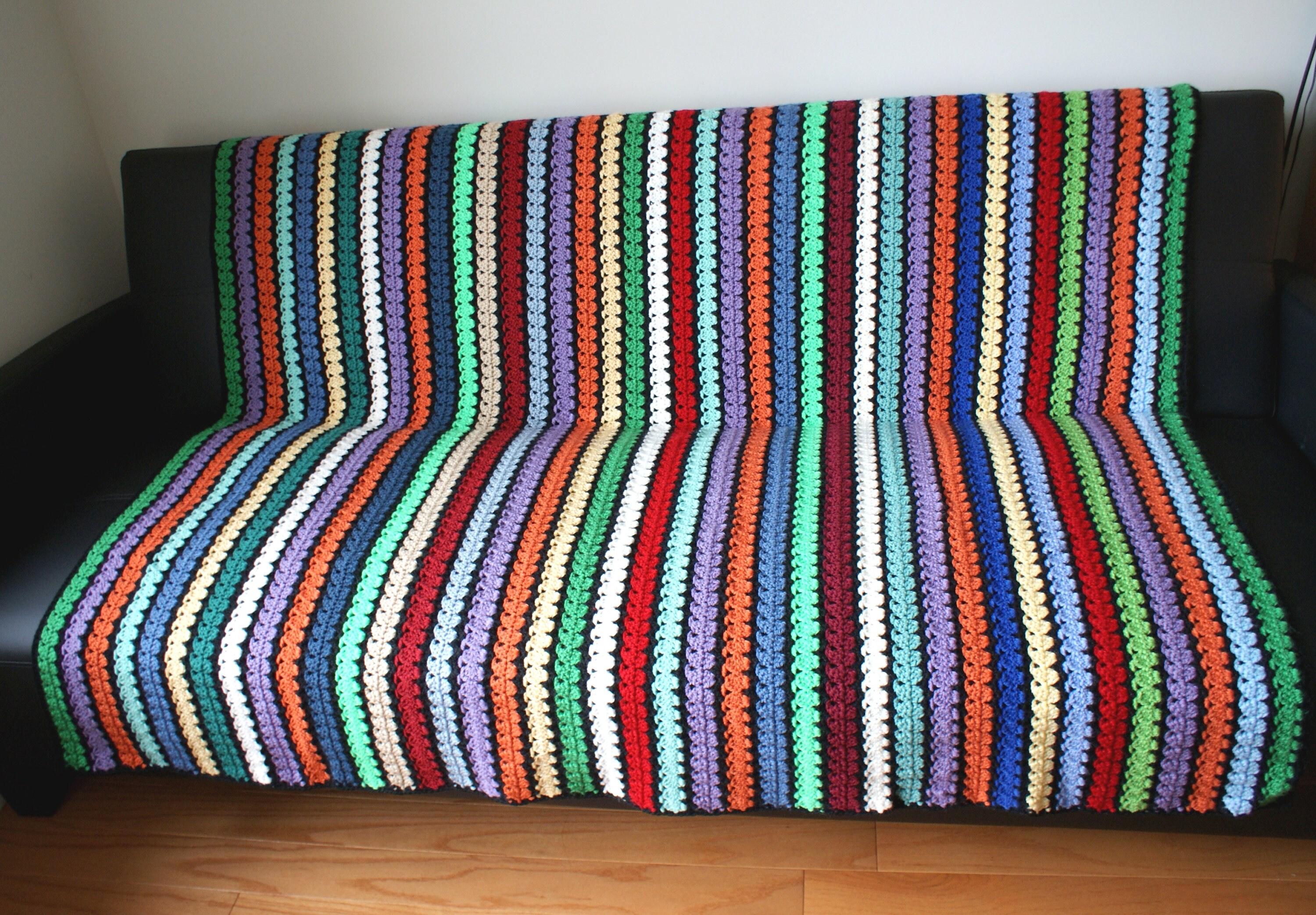 Colorful Afghan Multi Colors Handmade Throw big crochet | Etsy