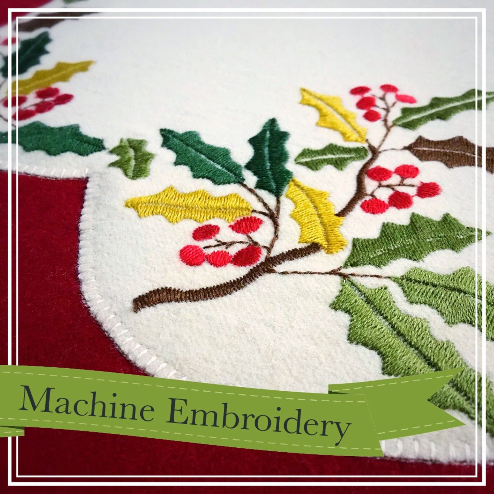 Wool Embroidered Holiday Table Runner Machine Embroidery - Etsy