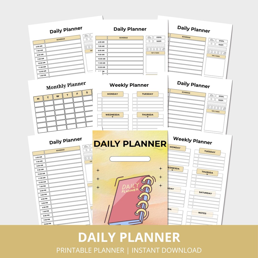 Printable Daily Planner: Modern Minimalist Design (PDF Download A4 ...