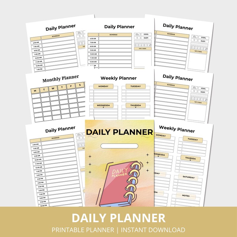 Printable Daily Planner: Modern Minimalist Design (PDF Download A4 ...