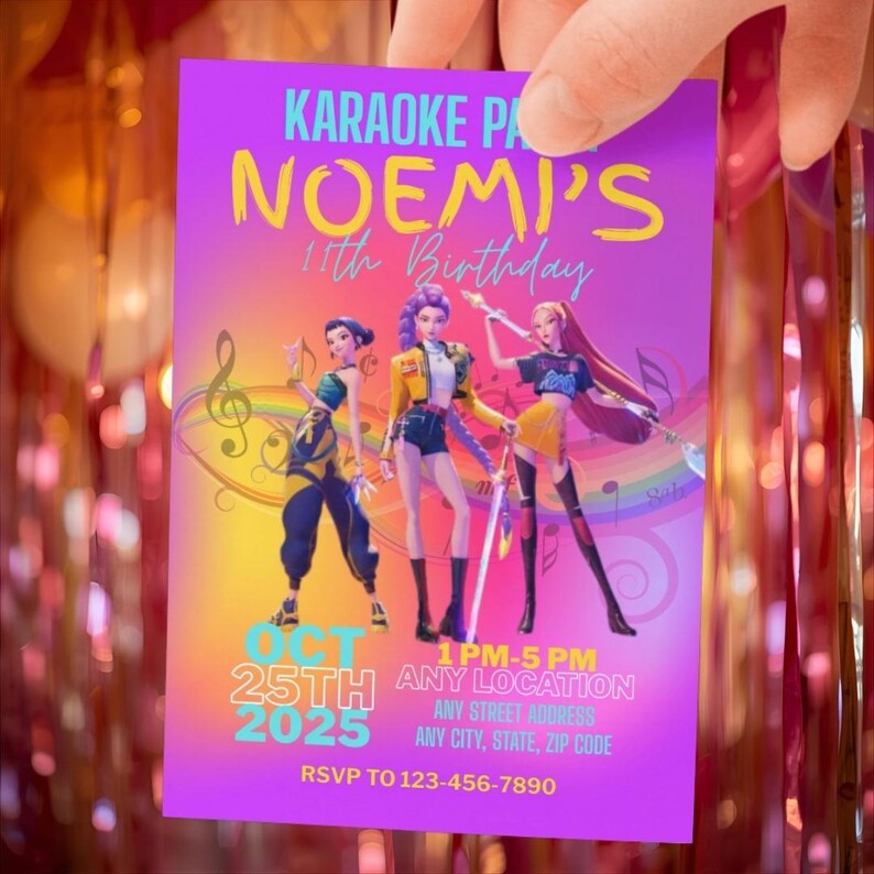 Kpop Anime Birthday Invitation, Customizable Party Flyer (canva ...