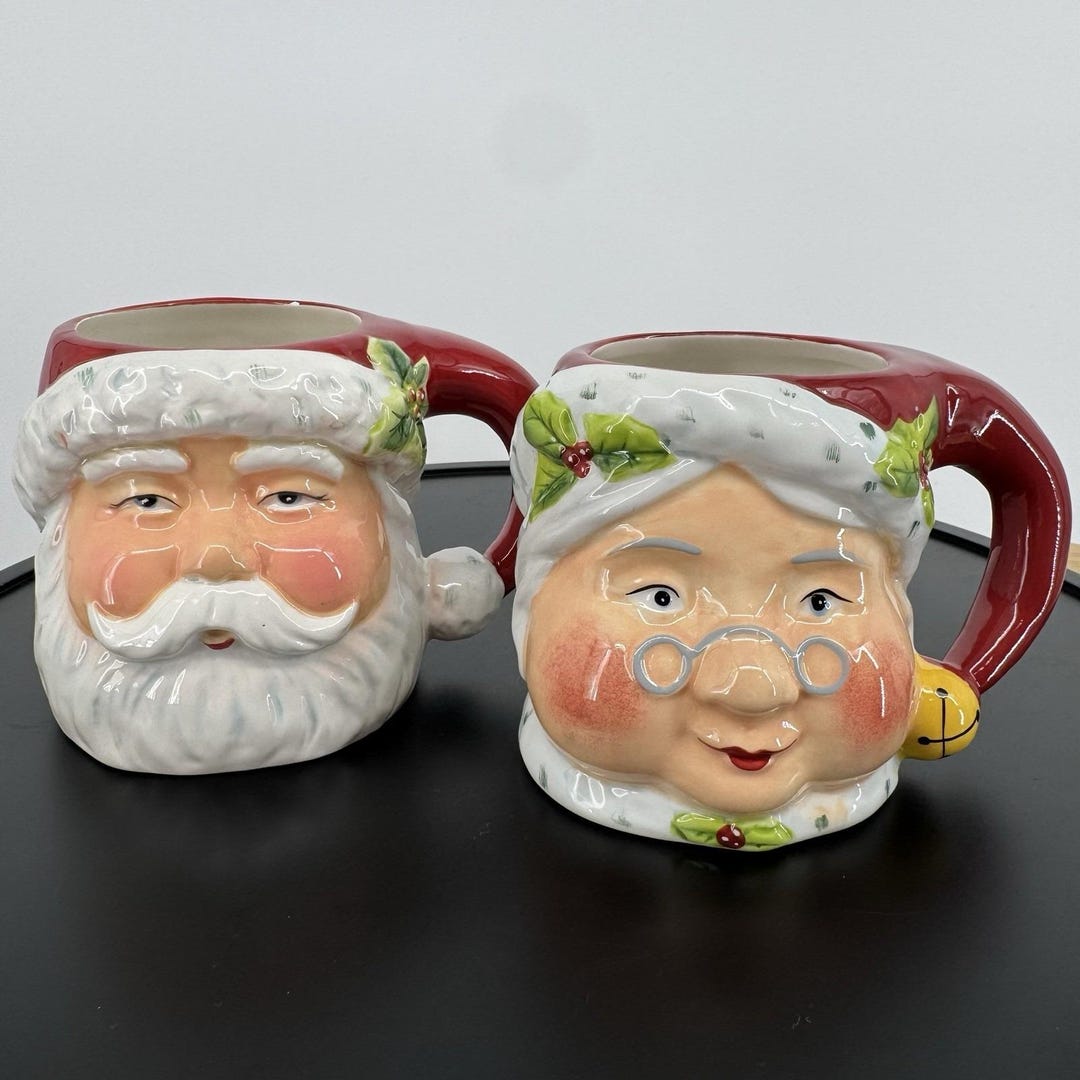 Susan Winget 3D Ceramic Santa and Mrs Claus Mug Set Certified ...