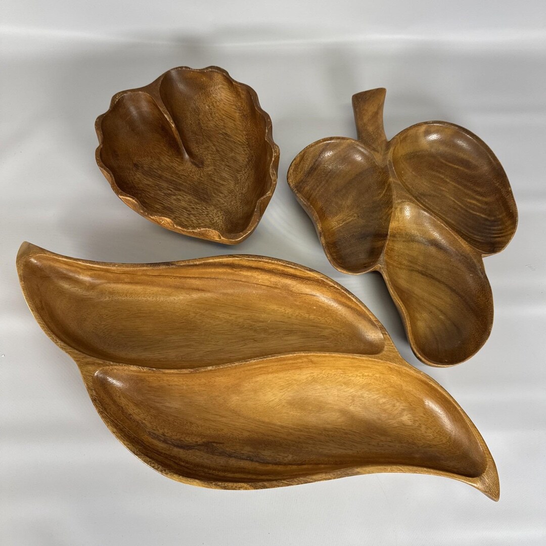 Monkey Pod Wooden Decorative/functional Pieces Set of 3 Made in ...
