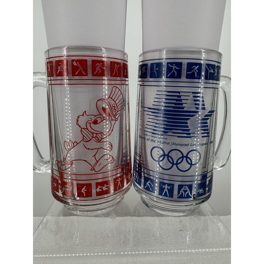 Los Angeles 1984 Olympics Games Glass Mugs Vintage 80s USA Olympic ...