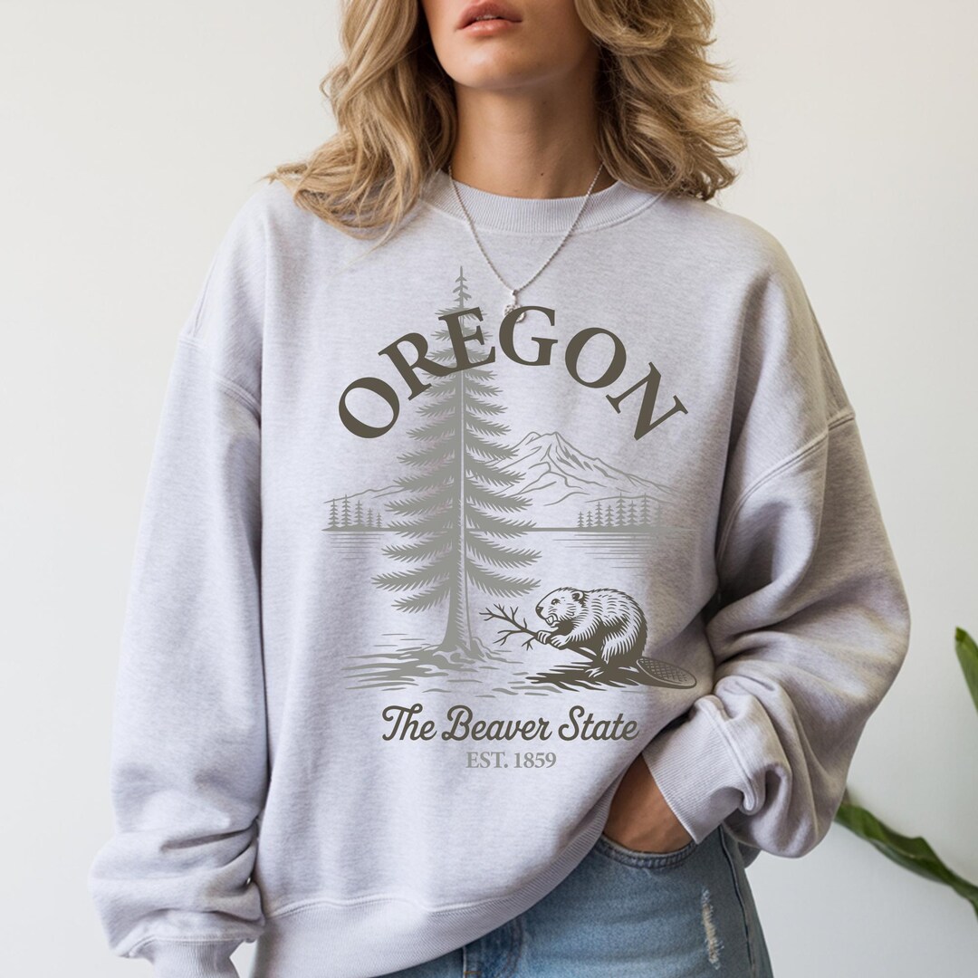 Retro State of Oregon Beaver Sweatshirt Graphic Neutral Unisex ...