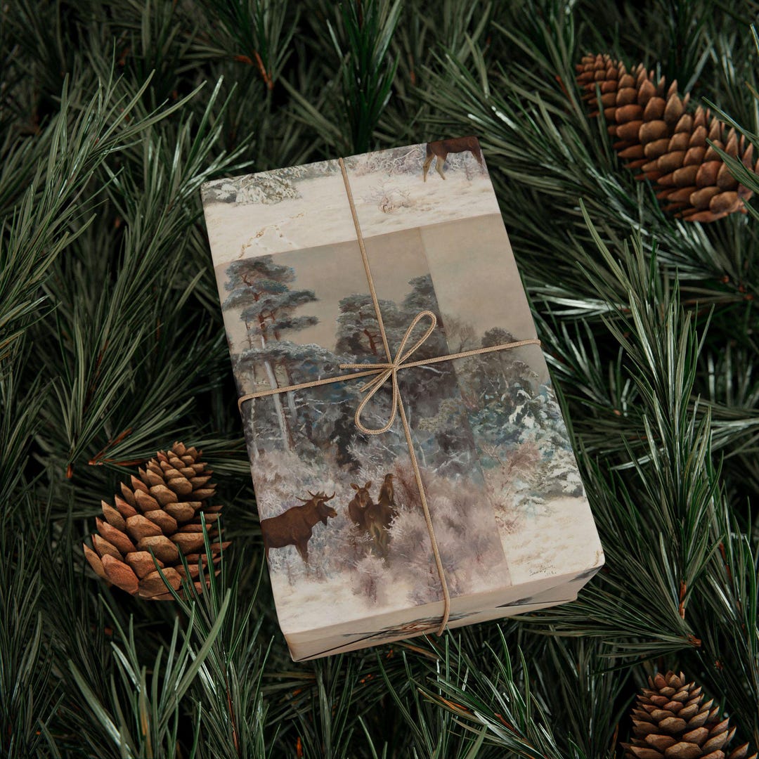 Christmas Wrapping Paper Vintage Winter Scene Art - Etsy