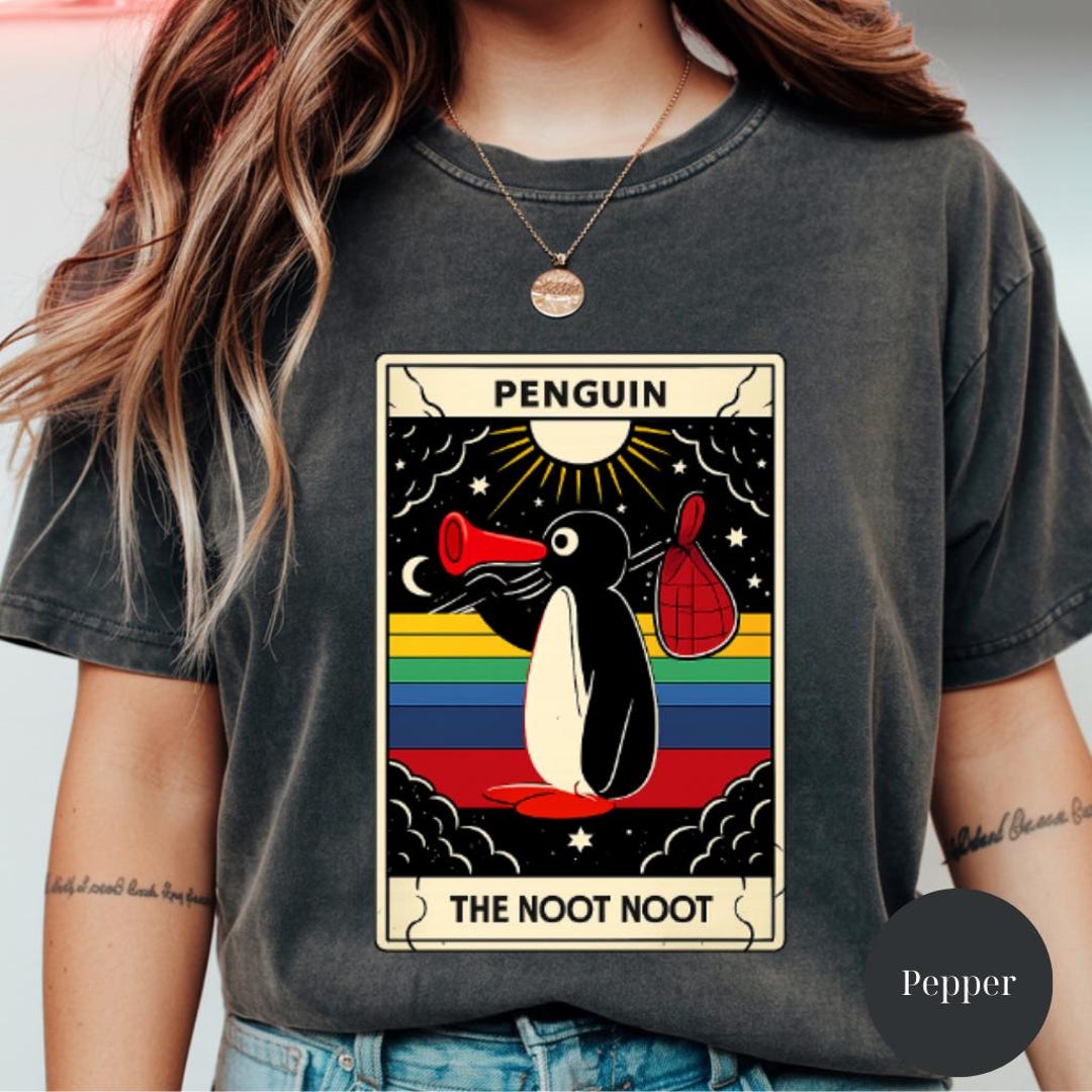 Noot Noot Tarot Card Penguin Rainbow Pingu Retro Funny Art Drawing ...