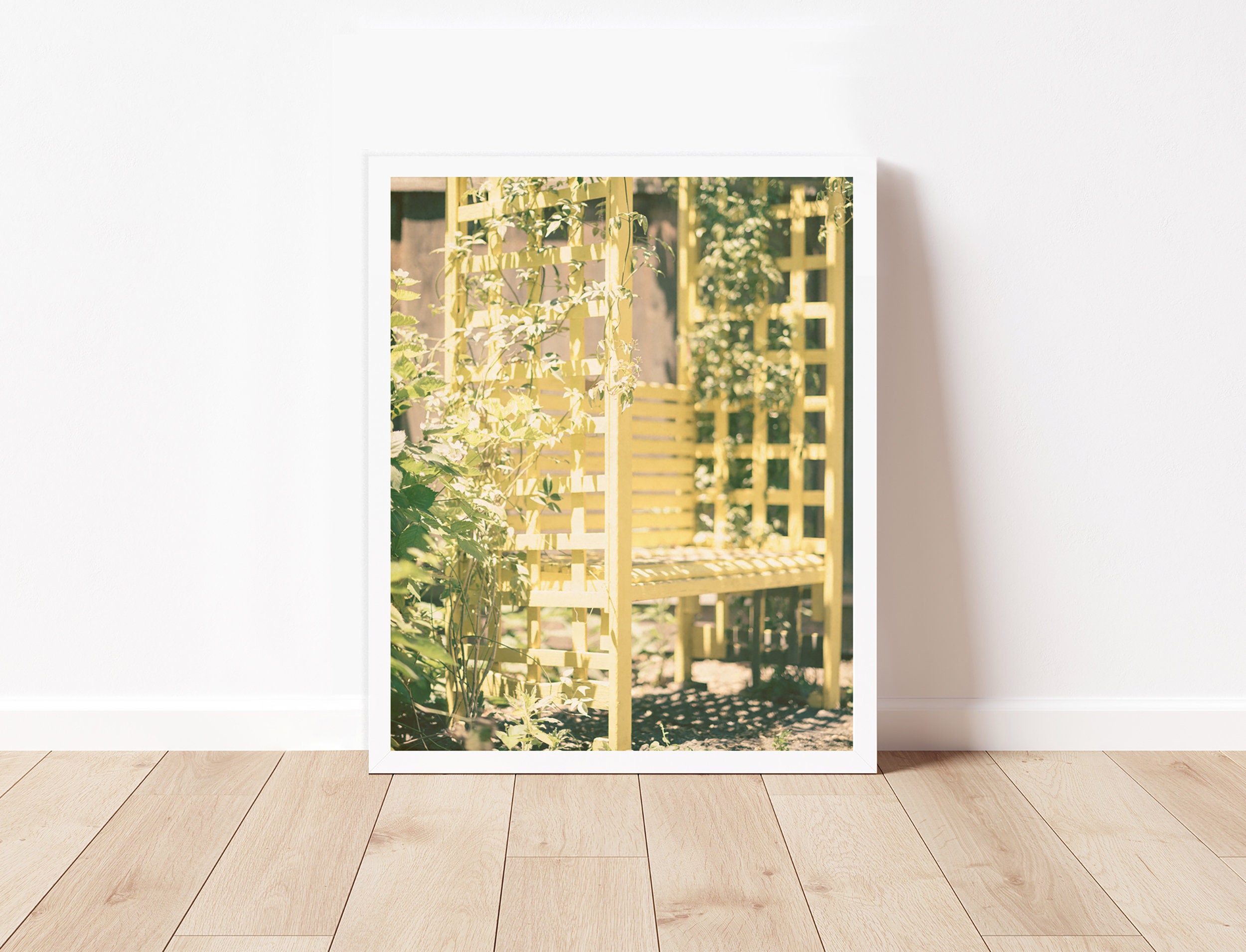 Vintage Yellow Garden Bench Photographic Print Garden Wall - Etsy