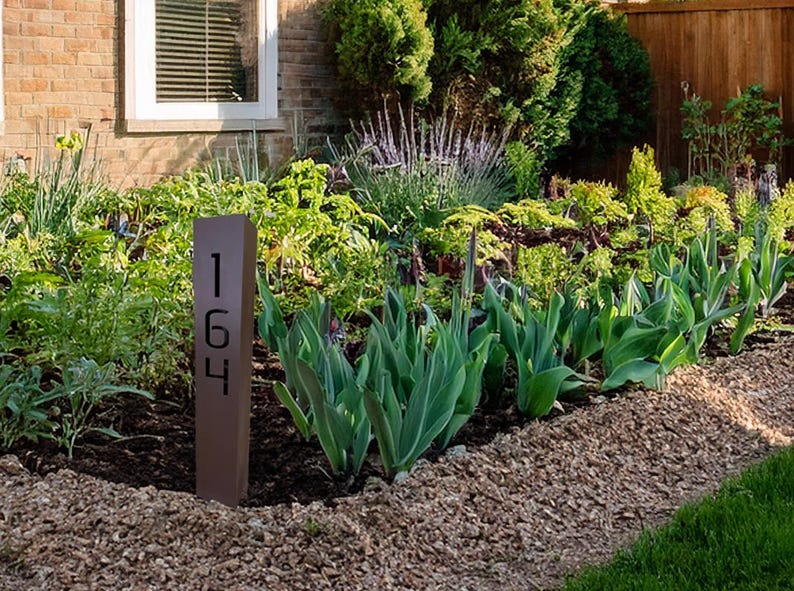 Solar Lighted Metal Address Post: Modern Outdoor Number Sign - Etsy
