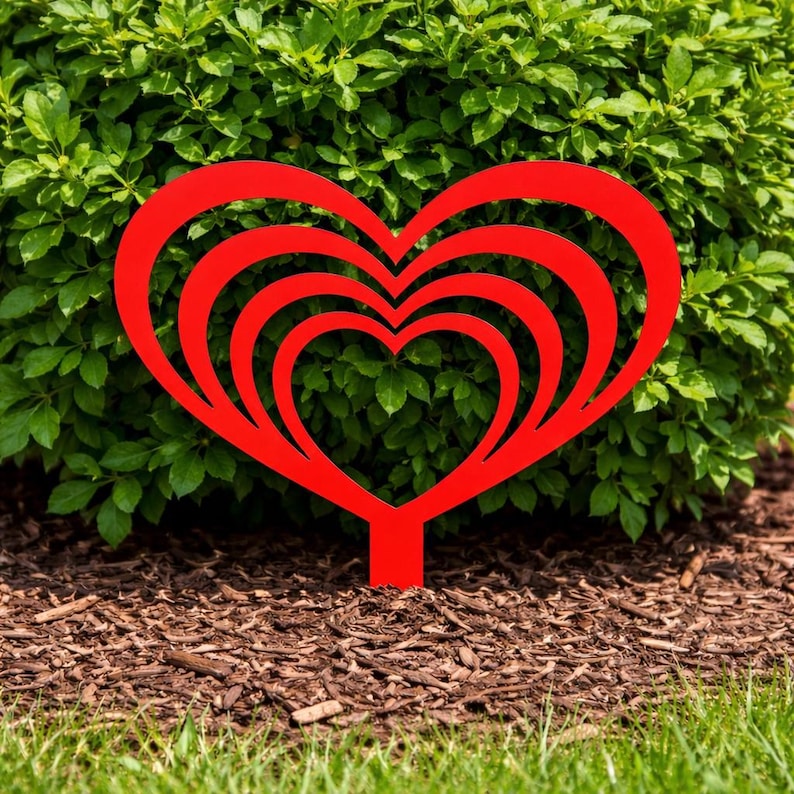 Heart Garden Stake, Valentine Yard Decor, Outdoor Heart Sign, Lawn ...