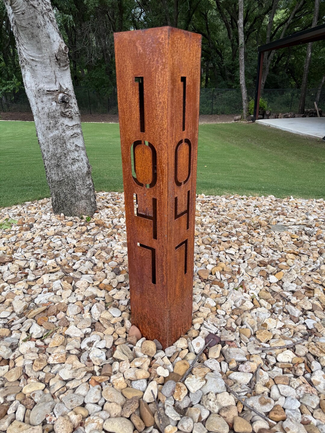 Solar Lighted Metal Address Post: Modern Outdoor Number Sign - Etsy