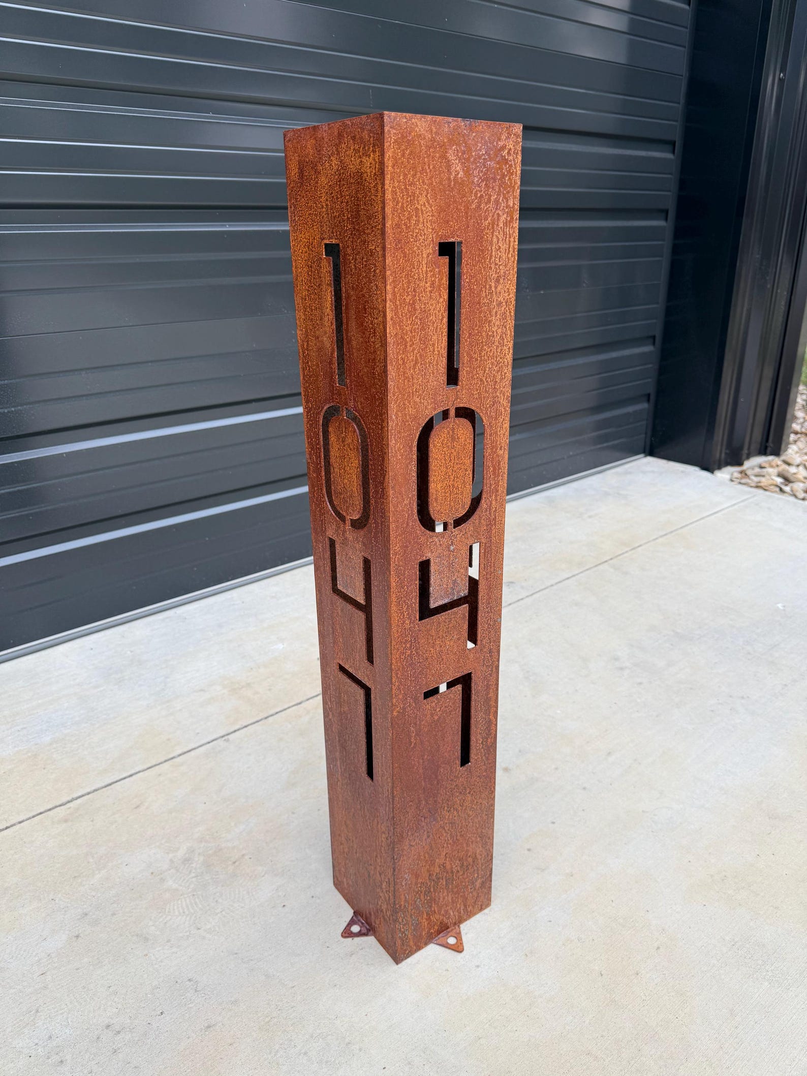 Solar Lighted Metal Address Post: Modern Outdoor Number Sign - Etsy