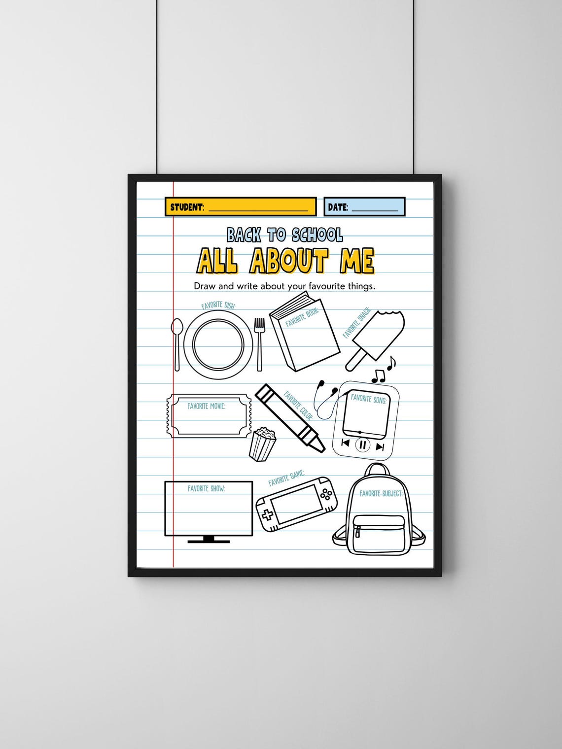 All About Me Worksheet | Back to School Printable (PDF) - Etsy