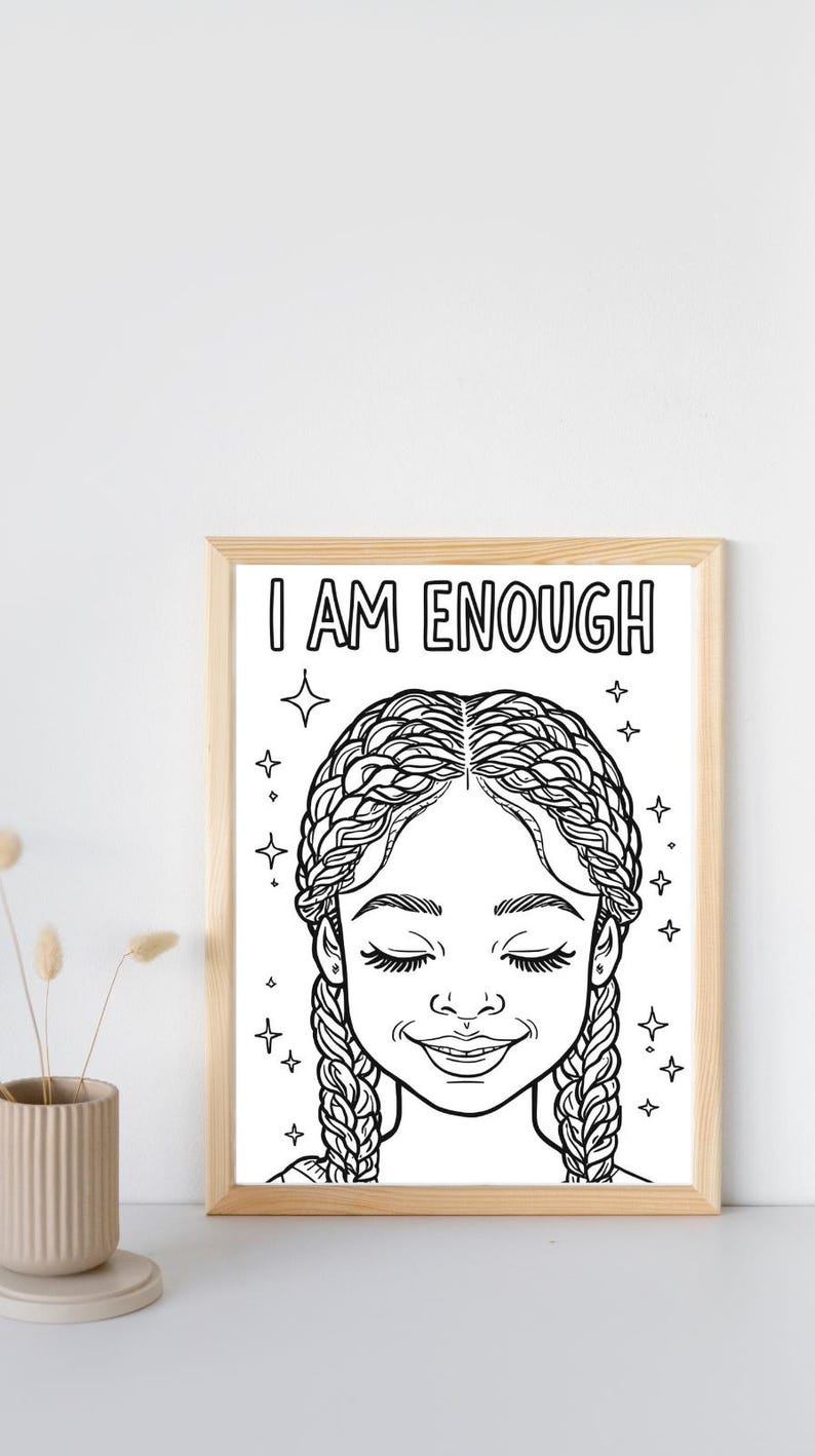 I Am Enough Coloring Page | Black Girl Affirmation Printable (digital ...