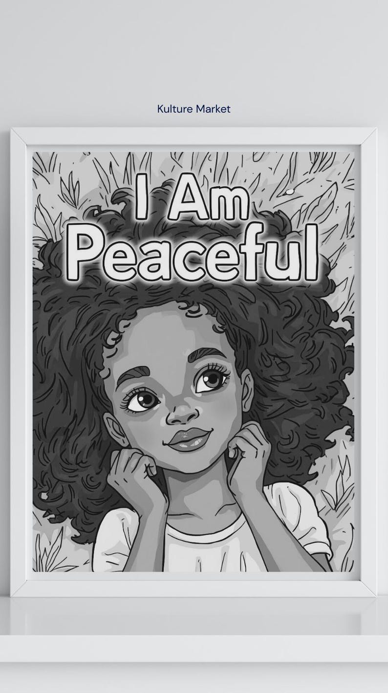 I Am Peaceful Coloring Page | Kids Affirmation Sheet (printable) - Etsy