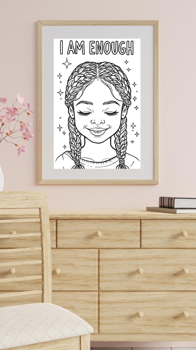 I Am Enough Coloring Page | Black Girl Affirmation Printable (digital ...