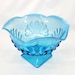 Blue Glass, Shell Pattern, Candy Dish, Ruffled Edge, Aqua Glass, Footed ...
