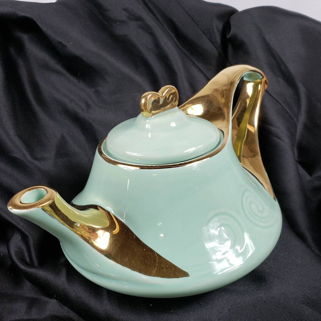 Tea Set Pearl Blue Spiral Turquoise Aqua Modern 22kt - Etsy