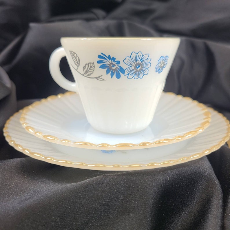 Milk Glass Blue Floral Termocrisa Tea Set Depression - Etsy
