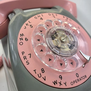 Rotary Phone, Pink, Gray, Desk Phone, Vintage - Etsy
