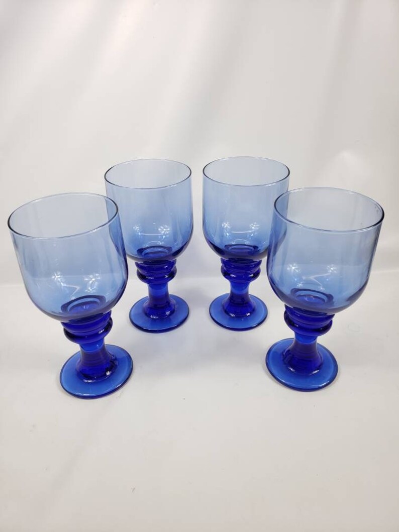 Blue Goblets/blue Glasses/ Footed Goblets/ Cobalt Blue/ Wine | Etsy