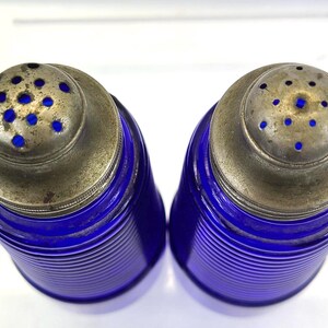 Cobalt Blue Glass, Salt and Pepper Shakers, Art Deco, Salt Well, 5 - Etsy