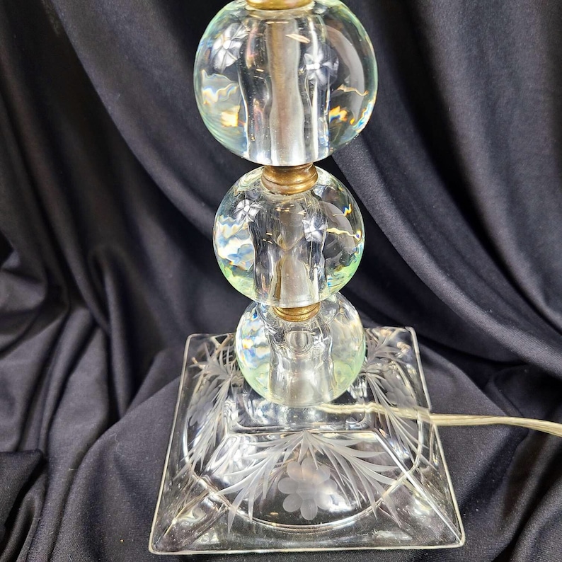 Crystal Glass Ball Lamp Base Mid Centuryclear Hollywood - Etsy