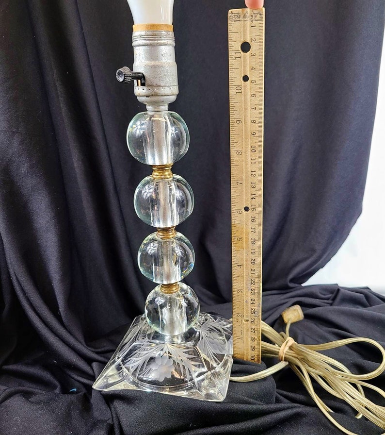 Crystal Glass Ball Lamp Base Mid Centuryclear Hollywood - Etsy