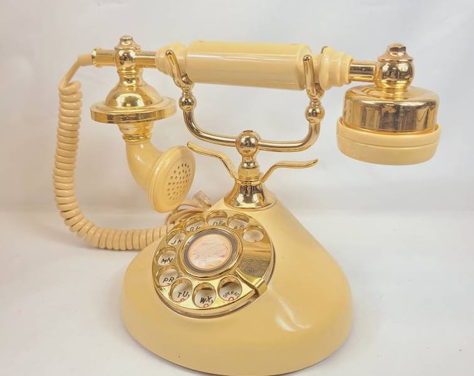 Rotary Telephone, French Style, 70s, Yellow, Gold, Rotary Dial ...