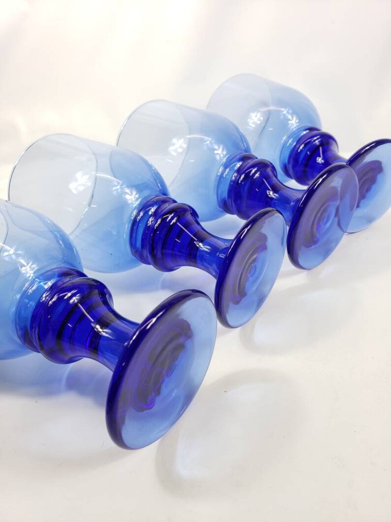 Blue Goblets/blue Glasses/ Footed Goblets/ Cobalt Blue/ Wine | Etsy
