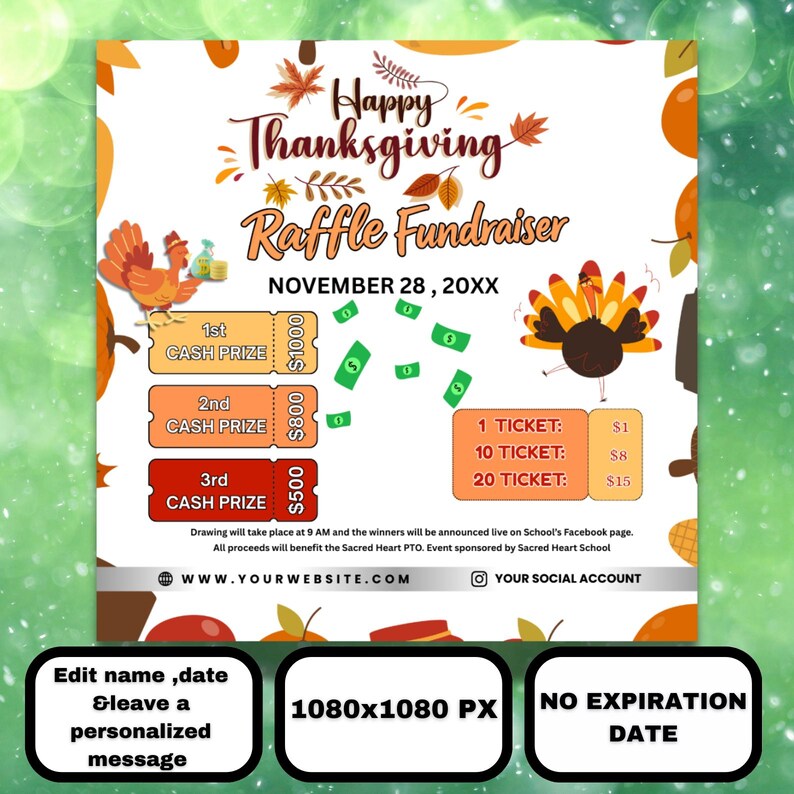Raffle Flyer Canva Template, Editable Giveaway Flyer, Charistmas ...