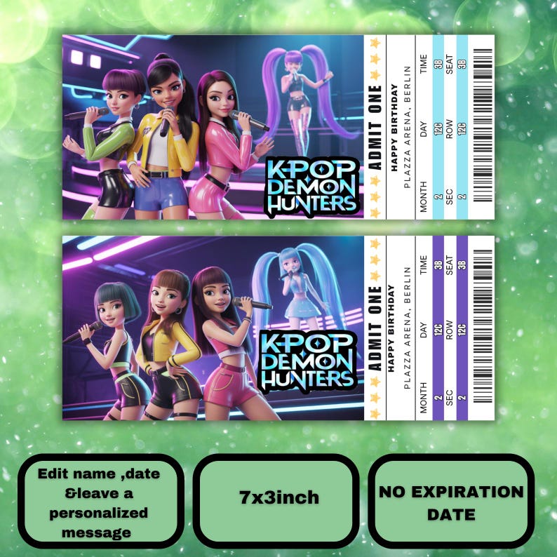 KPOP Demon Hunters Ticket Template Canva | Kpop Concert Ticket | Kpop ...