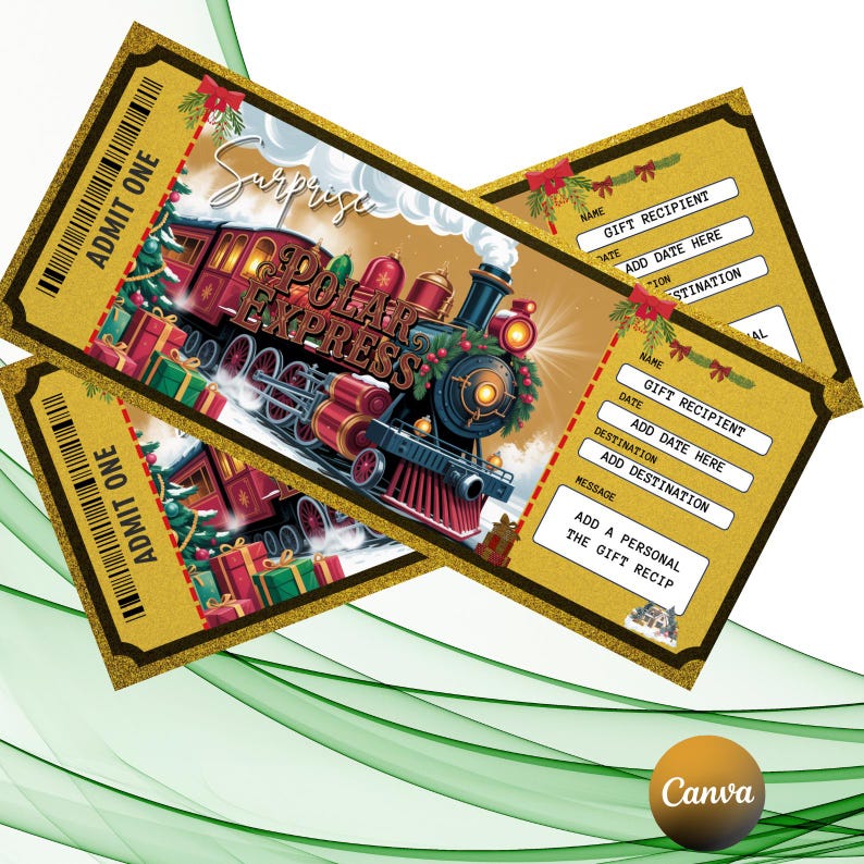 Polar Express Ticket Template, Printable Christmas Ticket, Holiday Pass ...