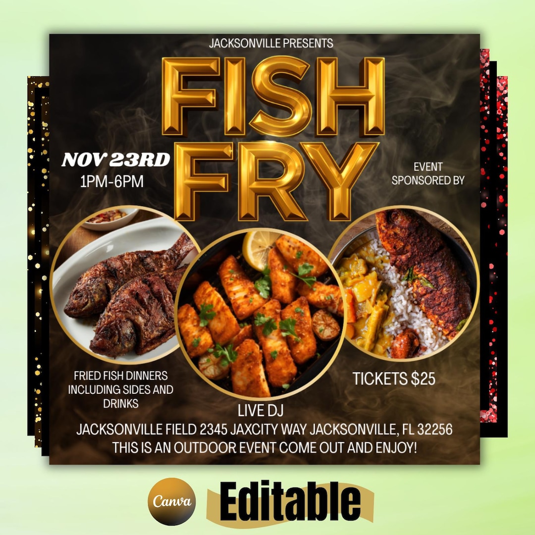 Fish Fry Flyer - Backyard Fish Fry Invitation and Menu Template ...