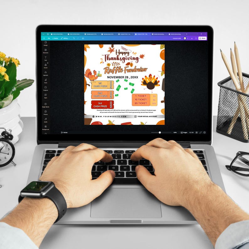 Raffle Flyer Canva Template, Editable Giveaway Flyer, Charistmas ...