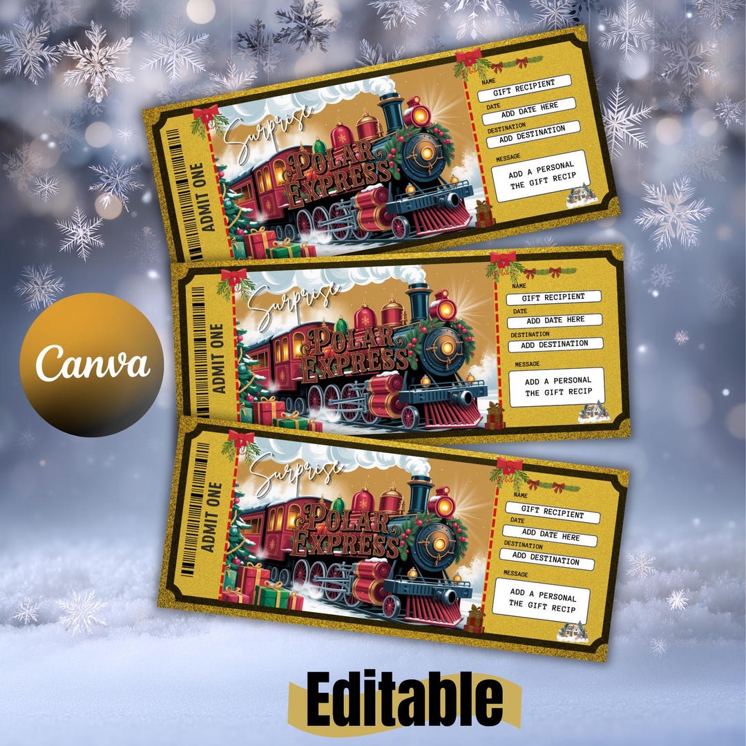 Polar Express Ticket Template, Printable Christmas Ticket, Holiday Pass ...